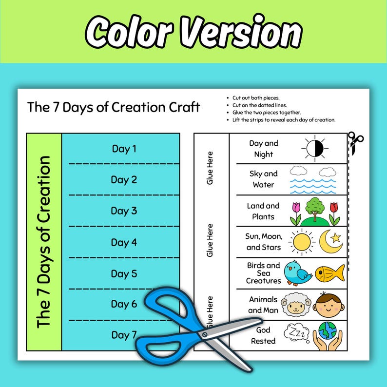 The Creation Bible Story Craft for Kids Sunday School Lesson, God's 7 ...