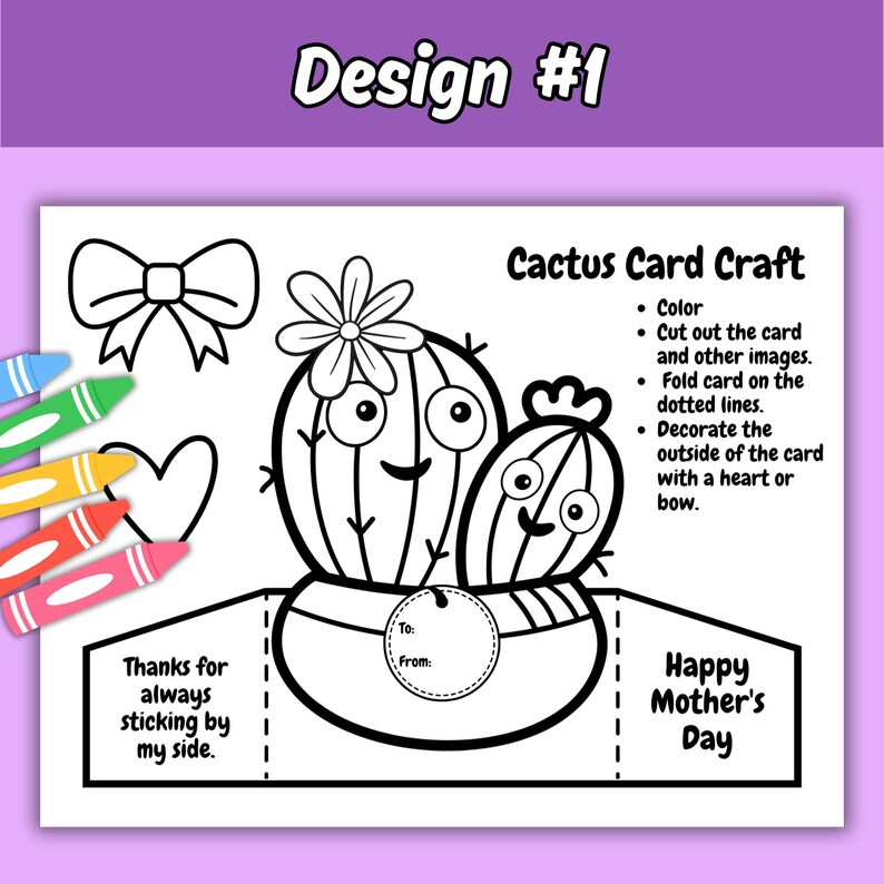 Mother's Day Folding Card Printable Coloring Activity for Kids Mother's ...