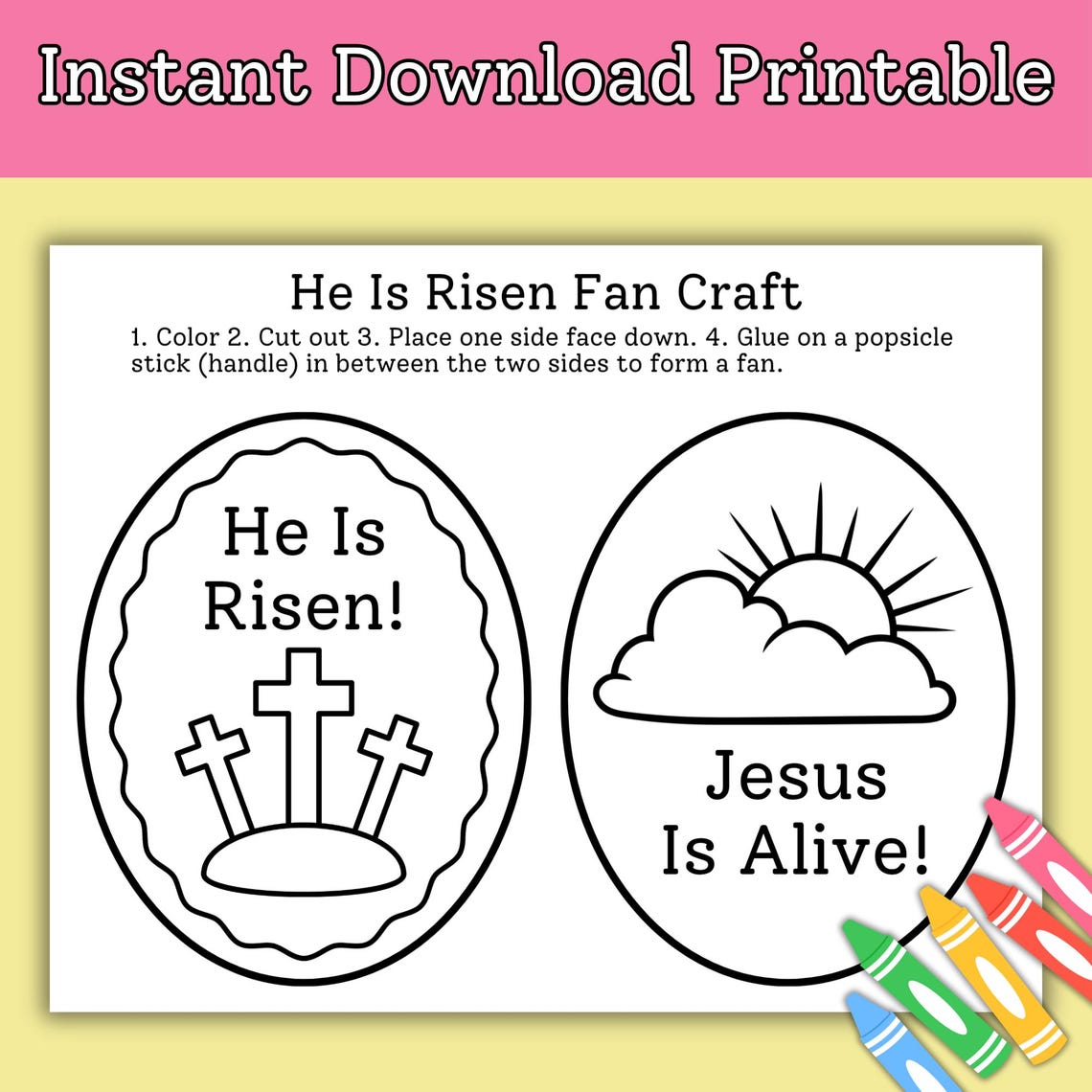 He is Risen Easter Fan Craft for Kids Sunday School Bible Lesson ...