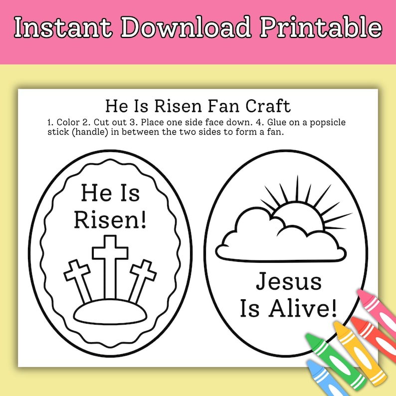 He is Risen Easter Fan Craft for Kids Sunday School Bible Lesson, Theresurrection of Jesus ...