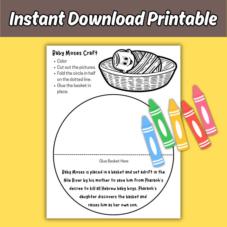 Baby Moses Printable Bible Story Craft for Kids Sunday School Lesson ...