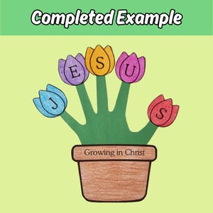 Growing in Christ Jesus Flower Craft Printable Activity for Kids Sunday ...