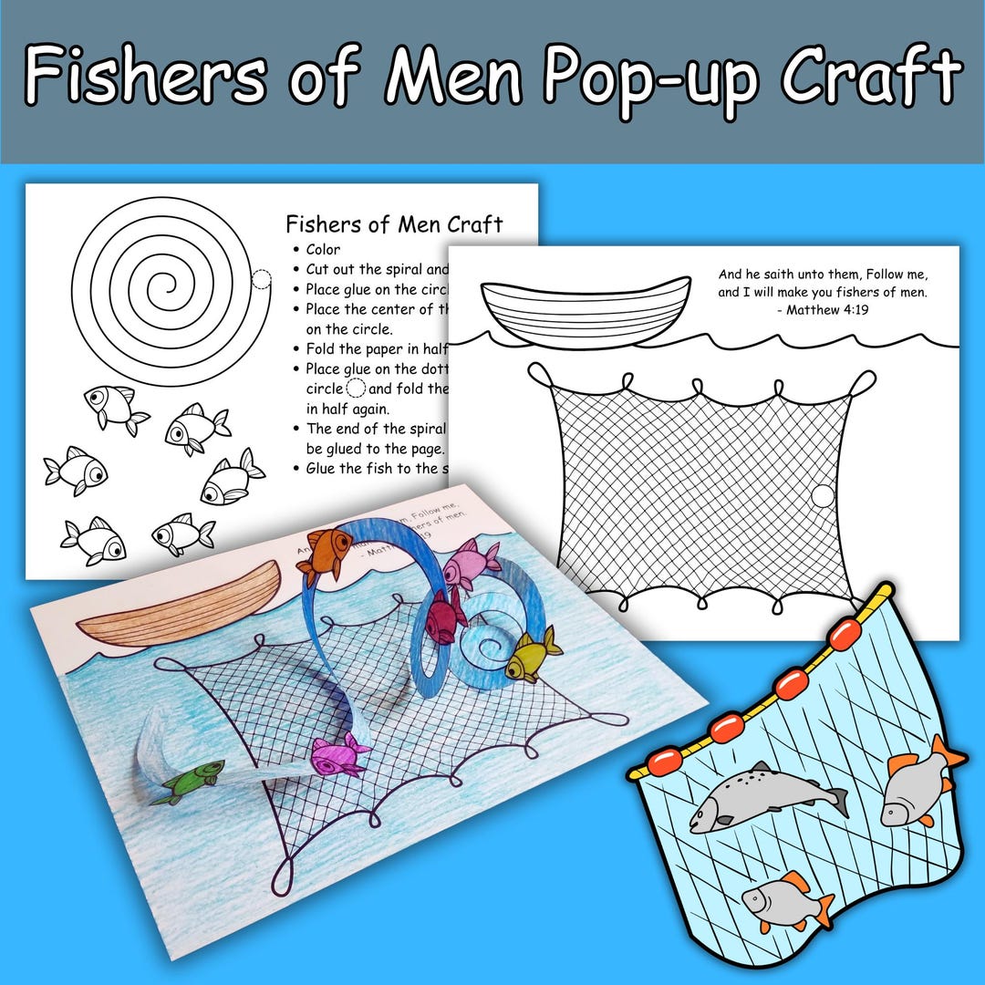 Fishers of Men Pop-up Bible Craft Printable for Kids Sunday School ...