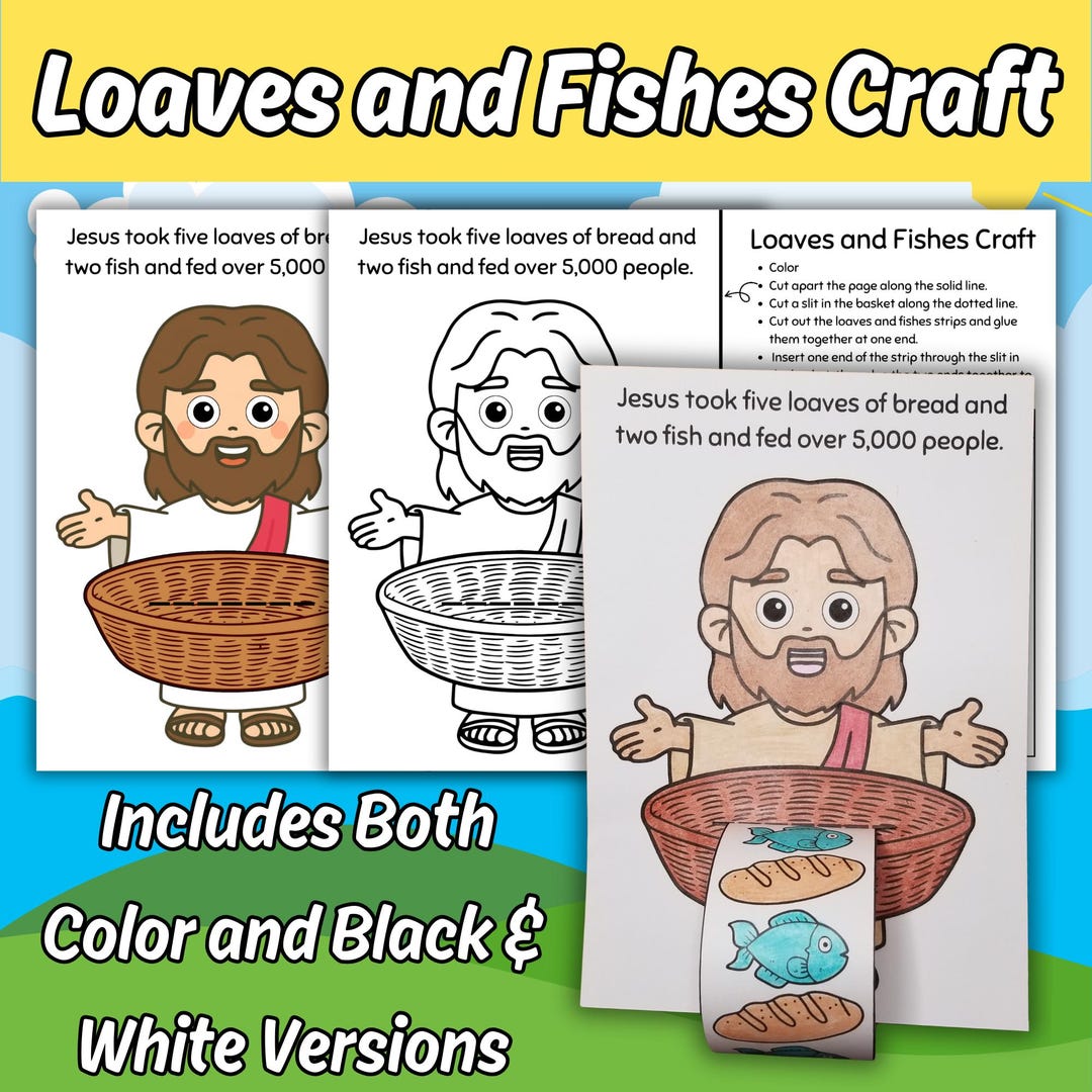 Loaves and Fishes Bible Story Craft for Kids Sunday School Lesson Jesus ...