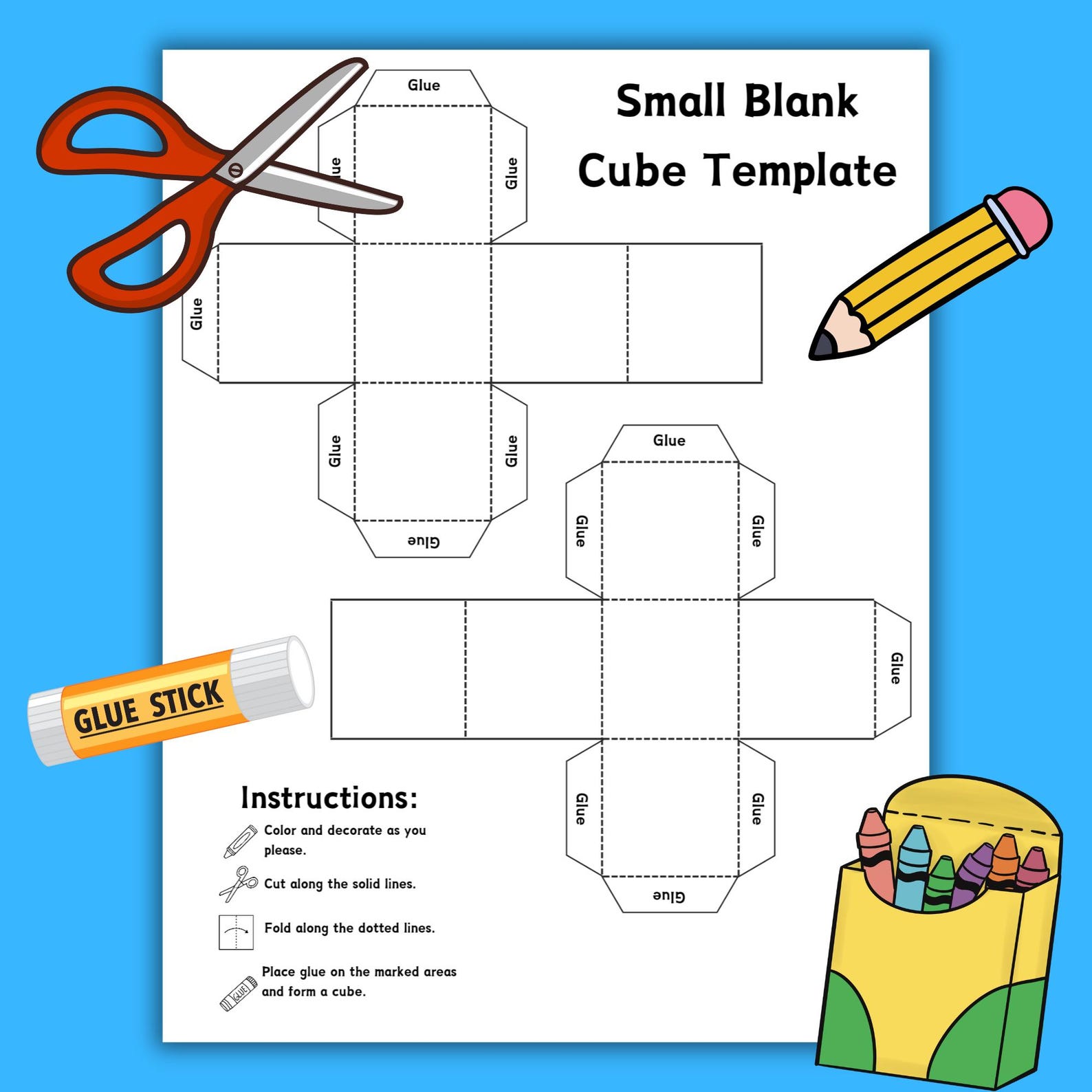 Blank Cube Templates, Printable Blank Story Cube Pattern Activity Sheet ...