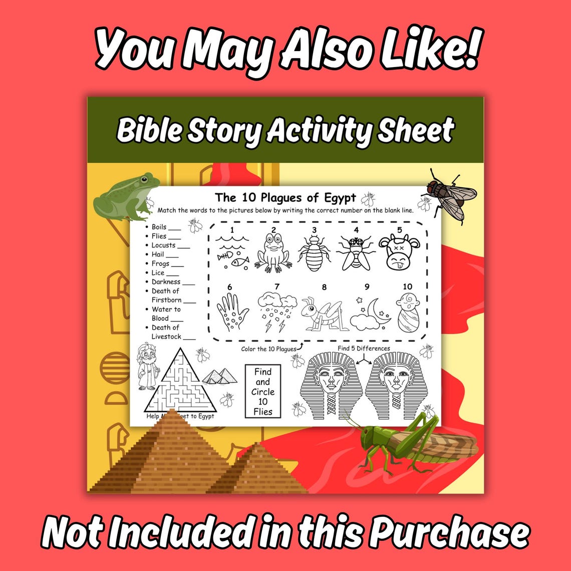 The Ten Plagues of Egypt Printable Bible Story Craft for Kids Sunday ...