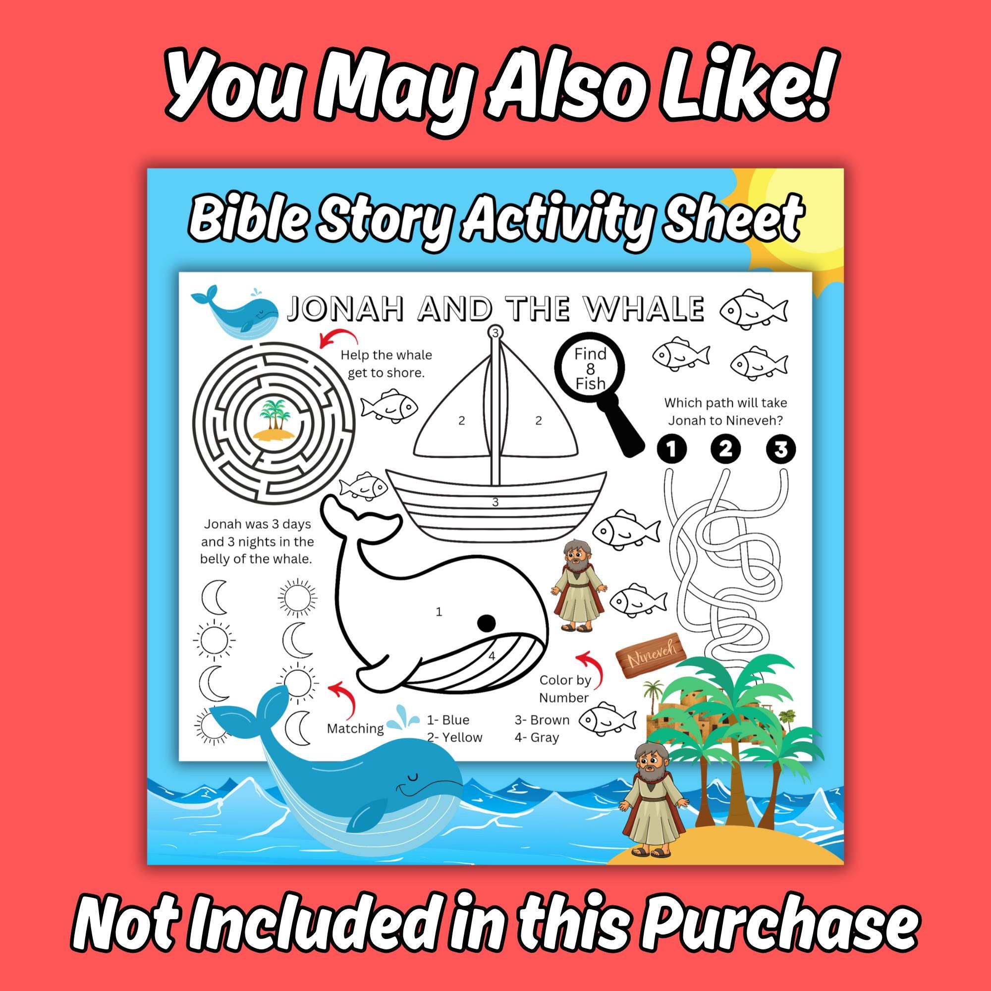 Jonah and the Whale Folding Suprise Bible Craft Printable for Kids ...