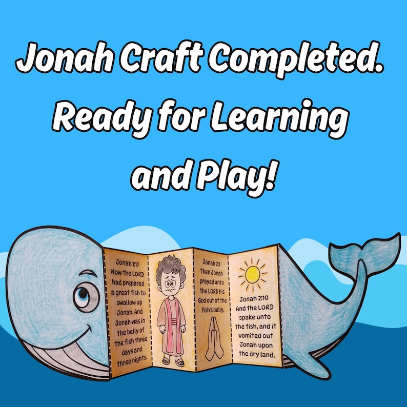 Jonah and the Whale Folding Suprise Bible Craft Printable for Kids ...