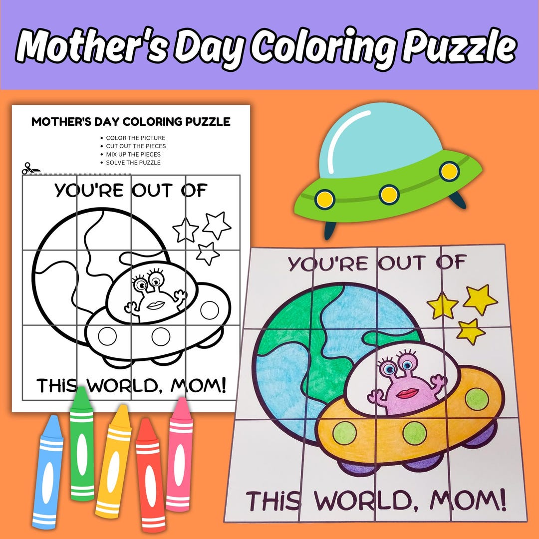 Mother's Day Coloring Puzzle Printable Craft for Kids Classroom ...