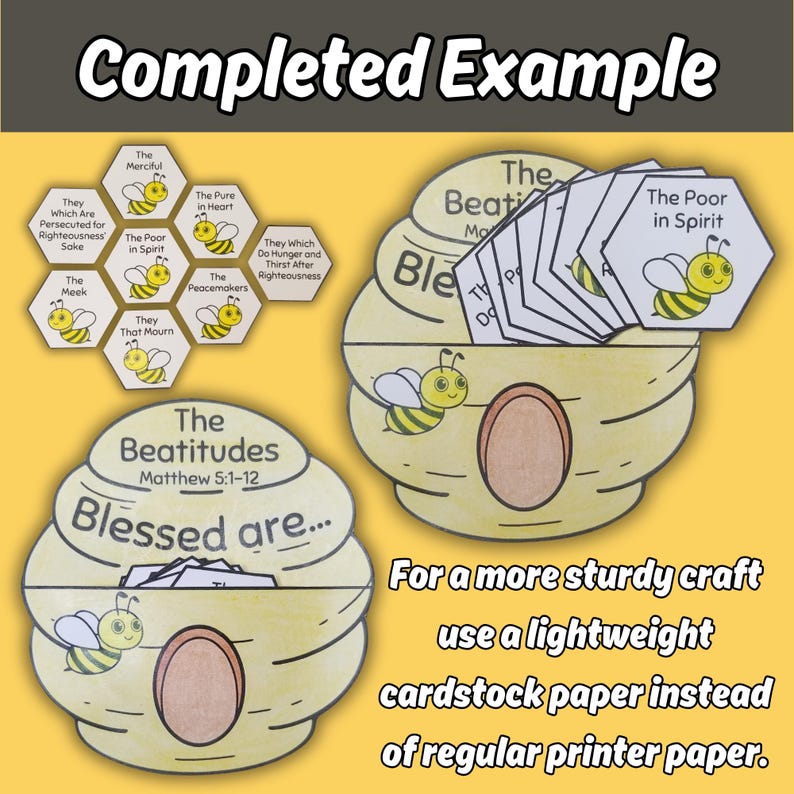 The Beatitudes Bee Craft for Kids Sunday School Bible Lesson, Jesus the ...