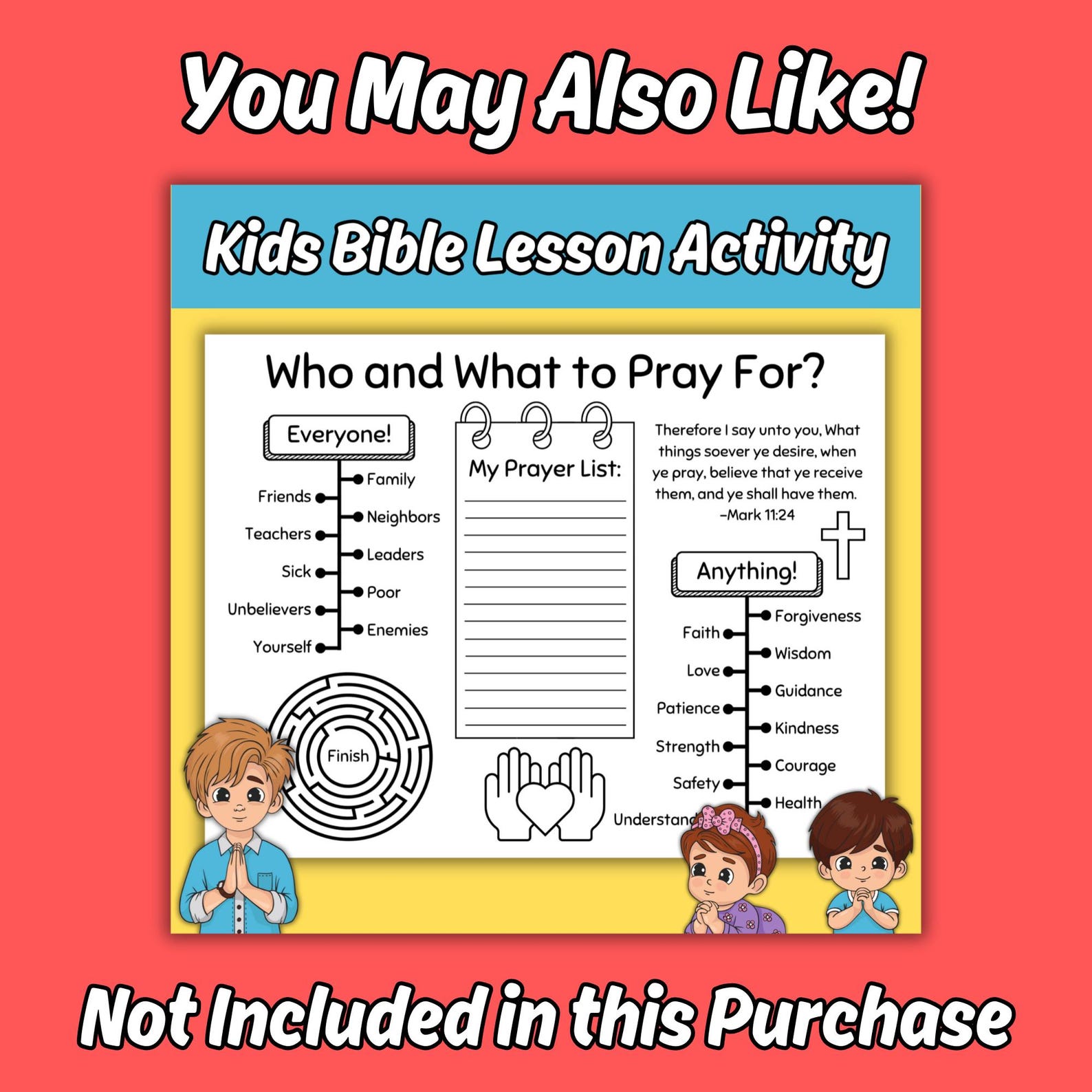 The Lord's Prayer Bible Activity Sheet for Kids, Bible Verse Coloring ...