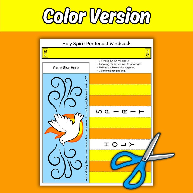 Holy Spirit Pentecost Windsock Craft Printable for Kids Sunday School ...