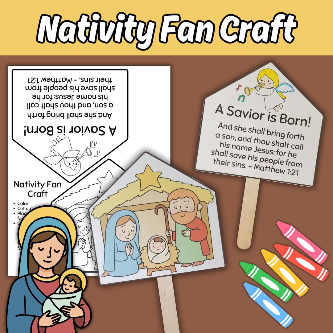 Nativity Scene Fan Craft for Kids Sunday School Class Bible Lesson A ...