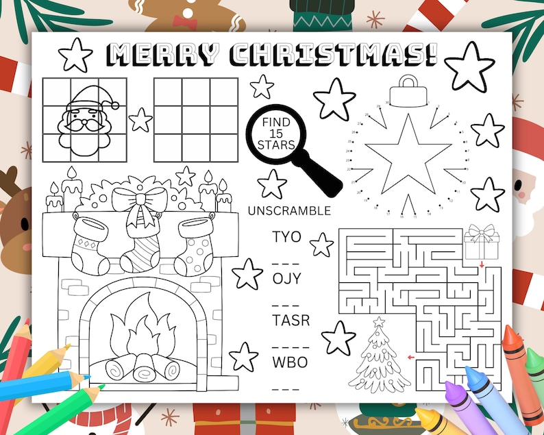 Christmas Activity Printable, Kids Christmas Activity Sheet, Christmas ...