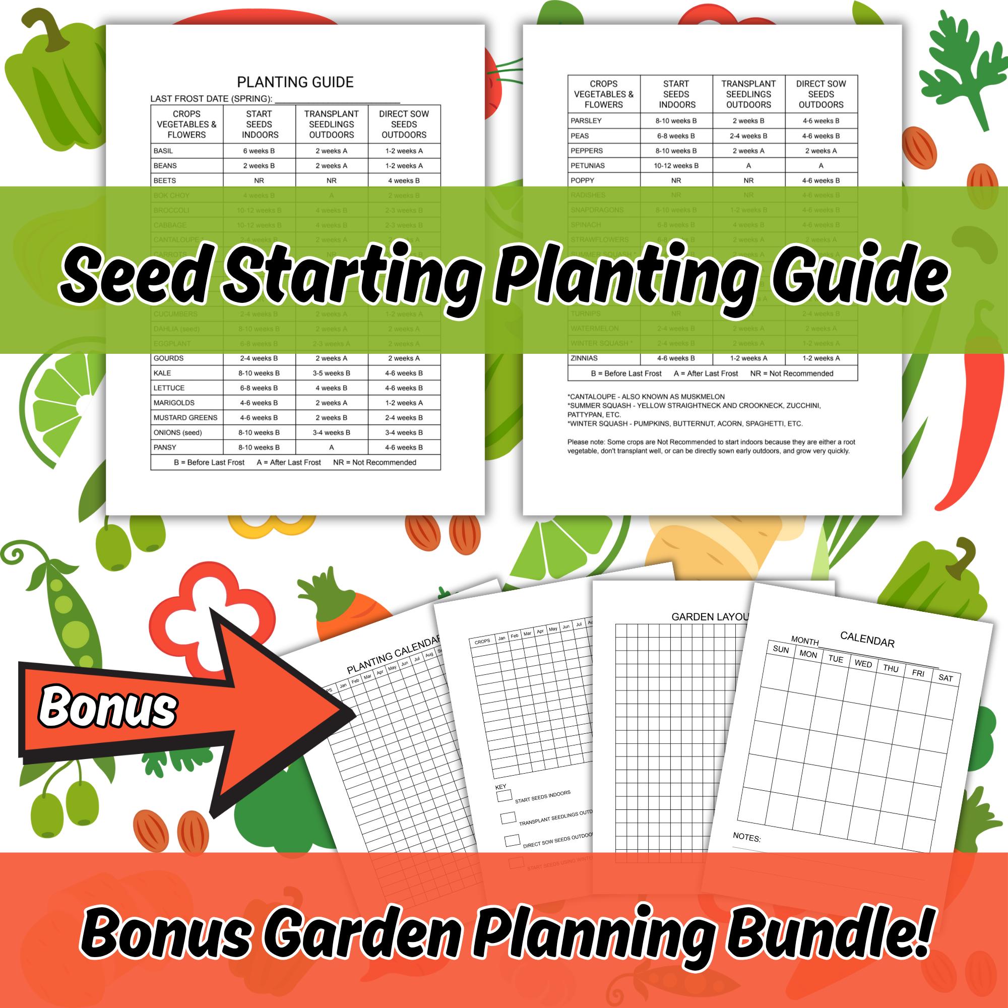 Planting Guide, Printable Seed Starting Guide, Vegetable Garden ...