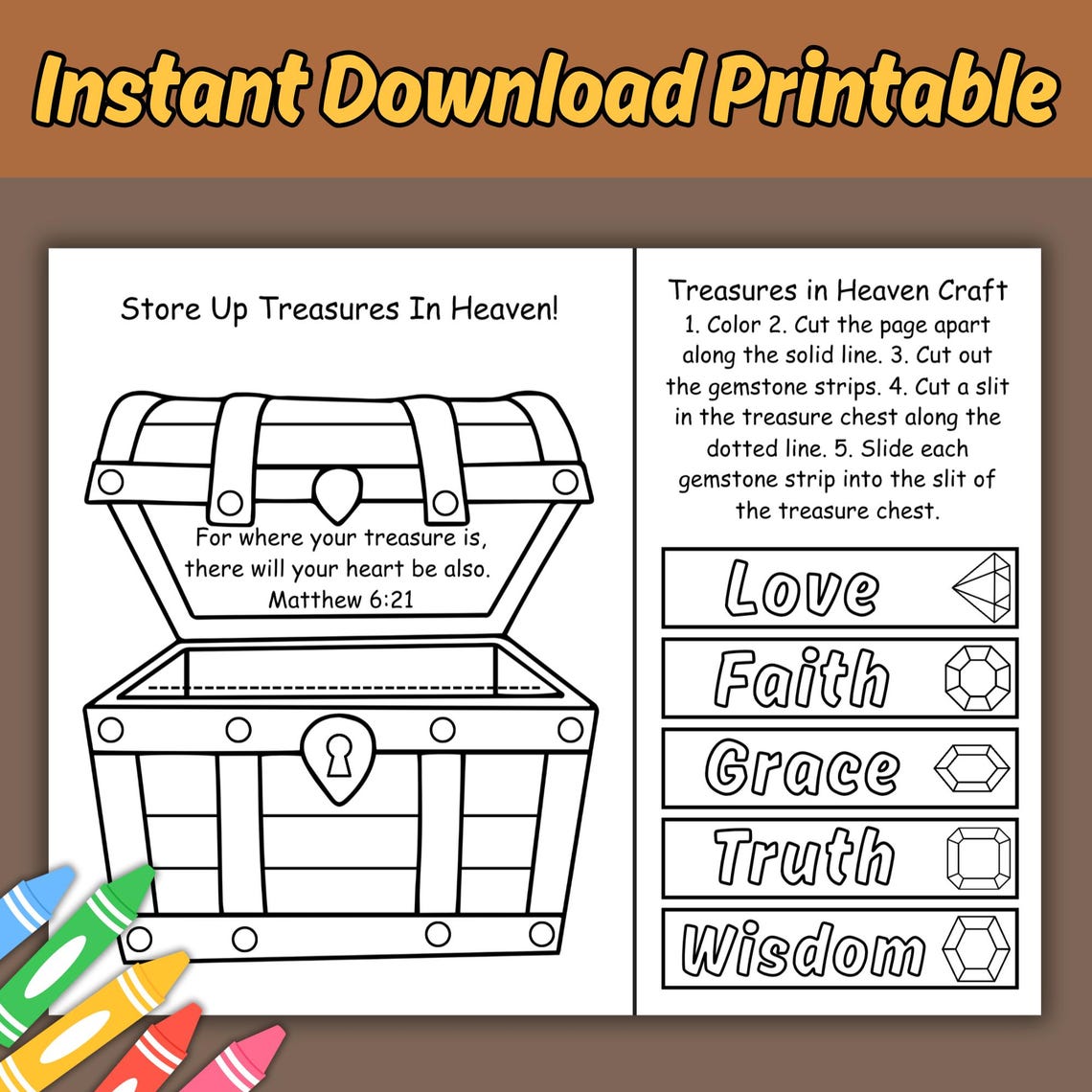 Treasures in Heaven Craft for Kids Sunday School Bible Story Lesson ...