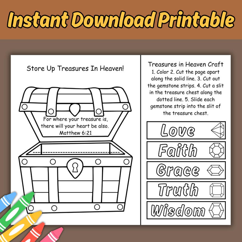 Treasures in Heaven Craft for Kids Sunday School Bible Story Lesson ...