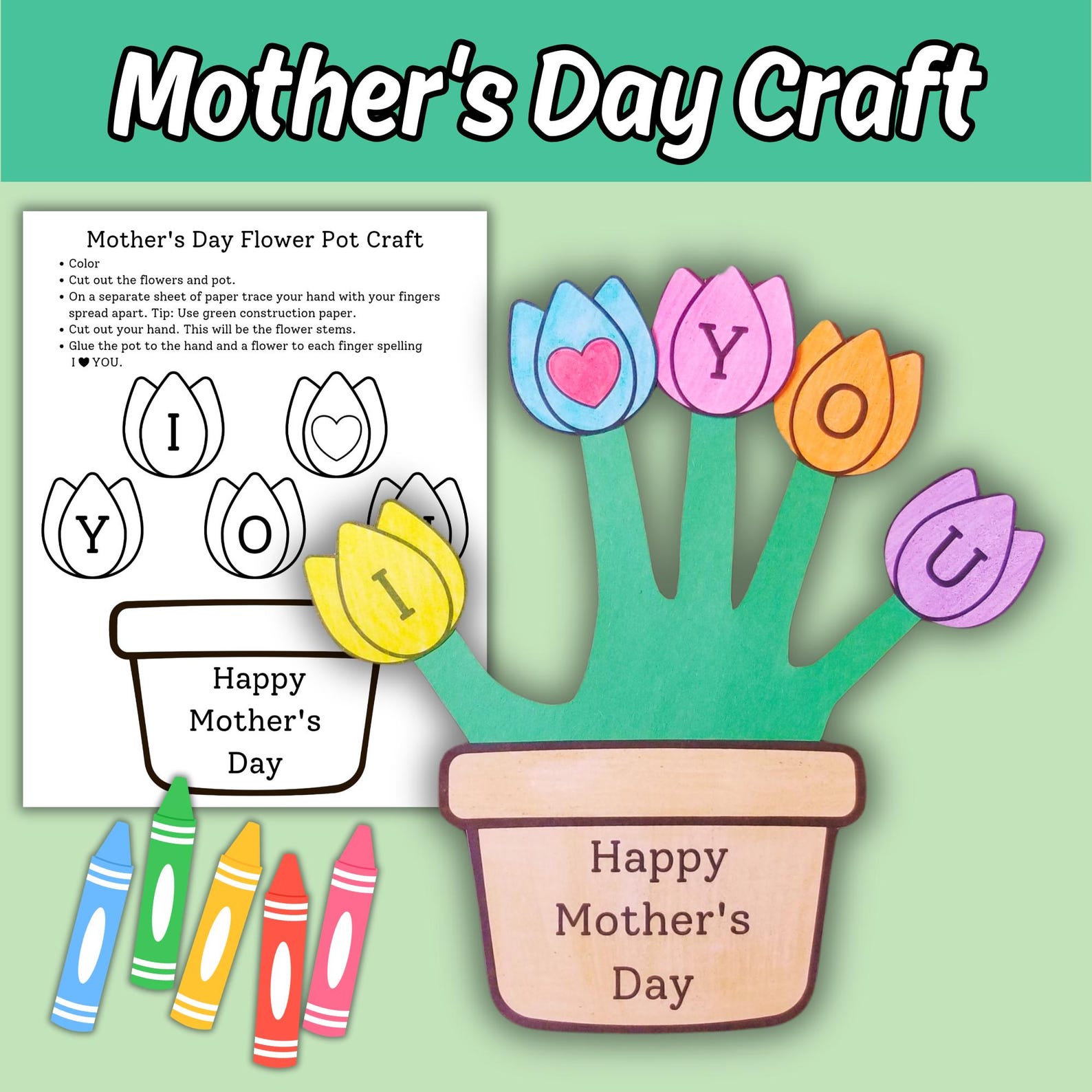 Mother's Day Flower Pot Craft Printable Activity for Kids Mother's Day ...