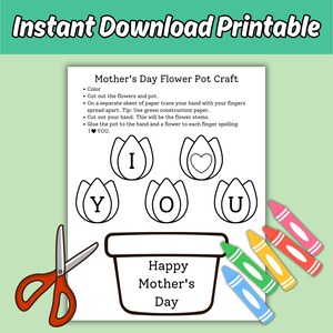 Mother's Day Flower Pot Craft Printable Activity for Kids Mother's Day ...