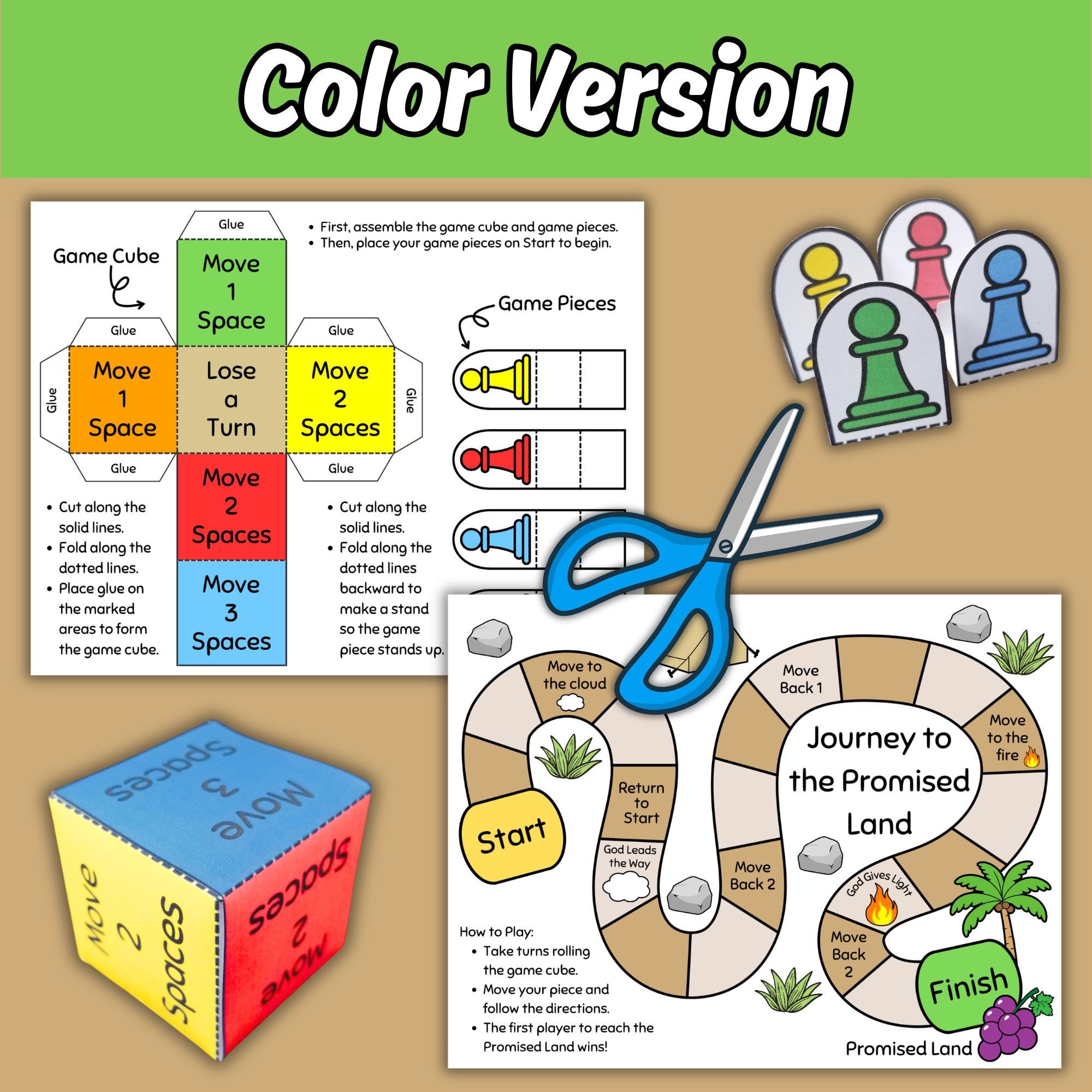 Journey to the Promised Land Bible Board Game Craft Printable for Kids ...