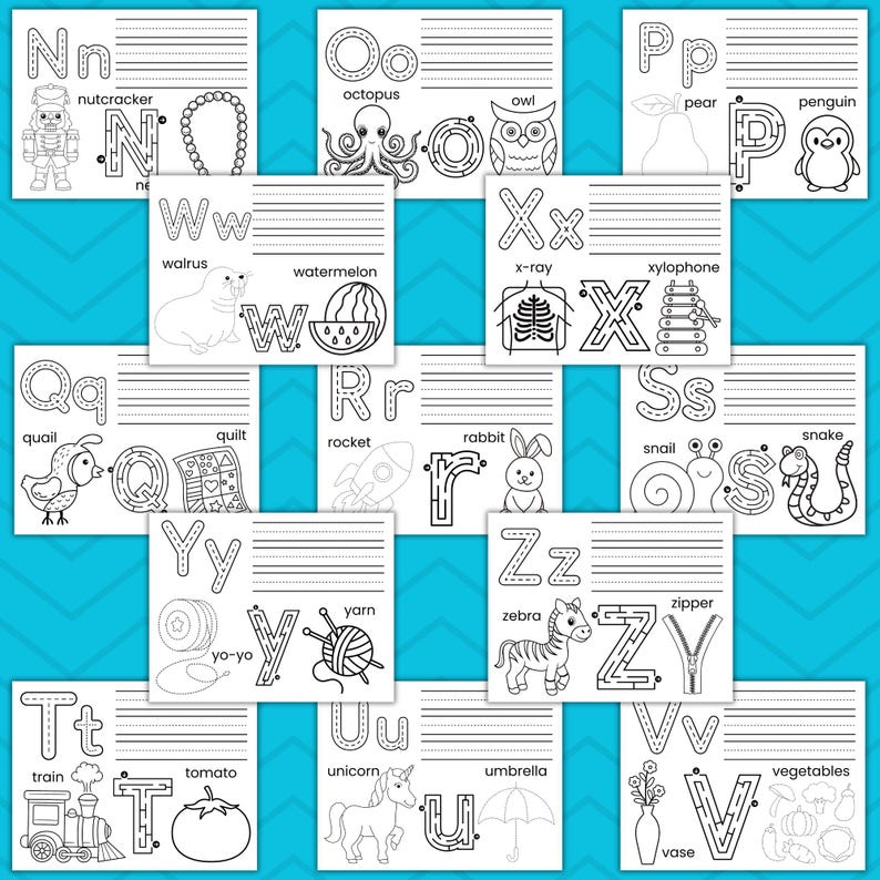 Learn the Alphabet Handwriting Workbook 26 Page Printable for Kids, Fun ...