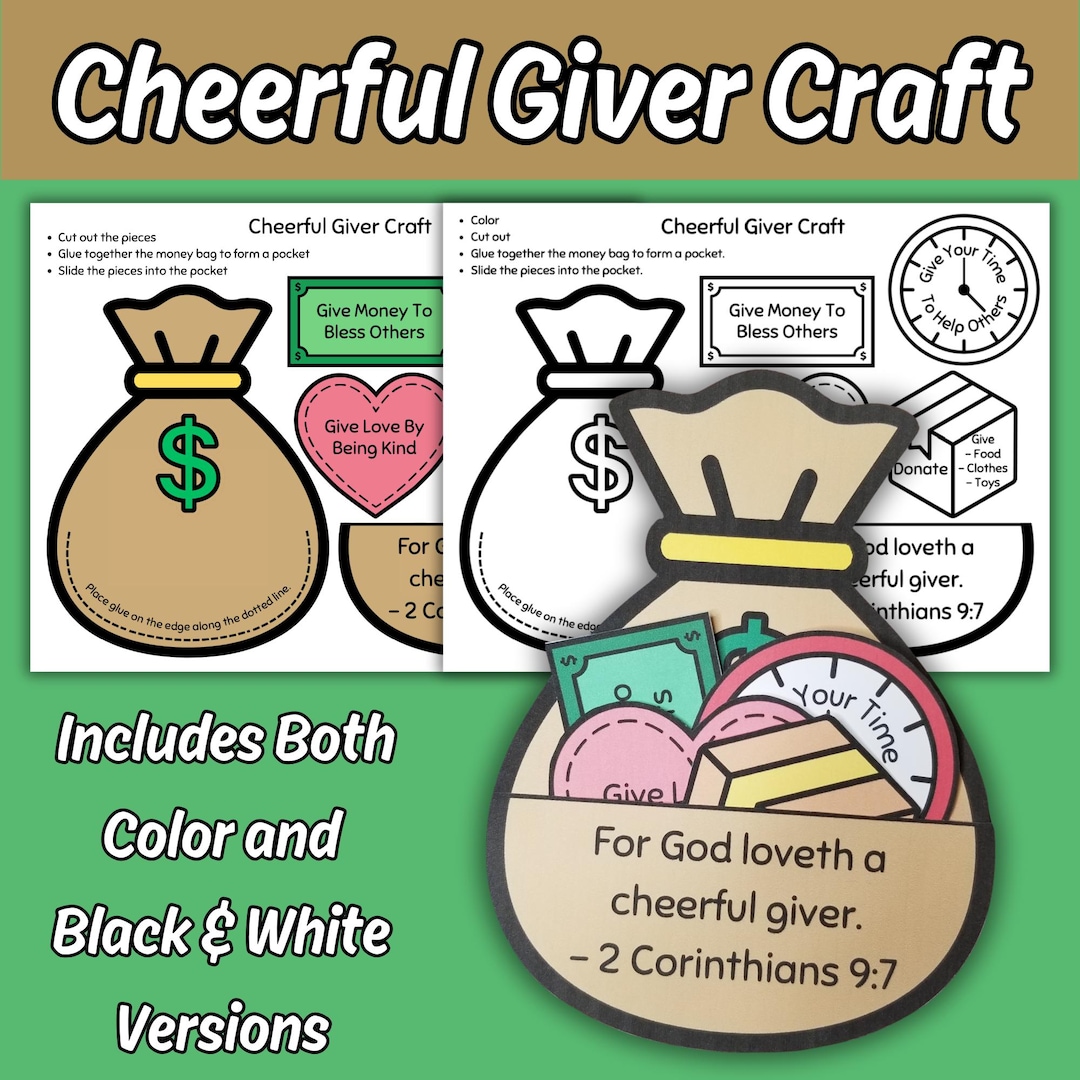 God Loves A Cheerful Giver Printable Bible Story Craft, Kids Christian ...