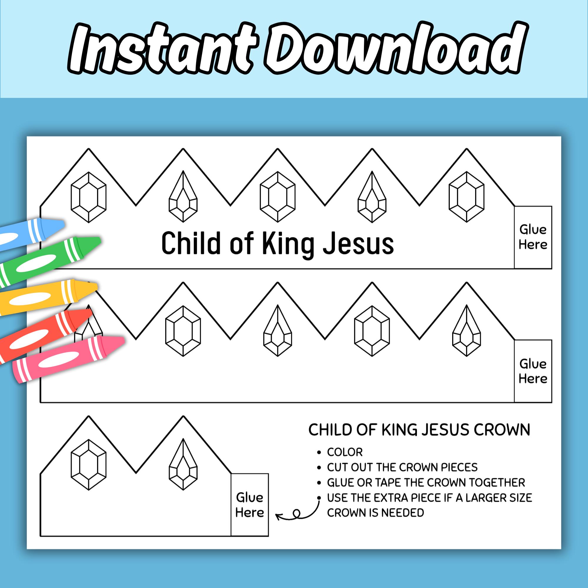 Child of King Jesus Paper Crown Printable Craft for Kids Sunday School ...