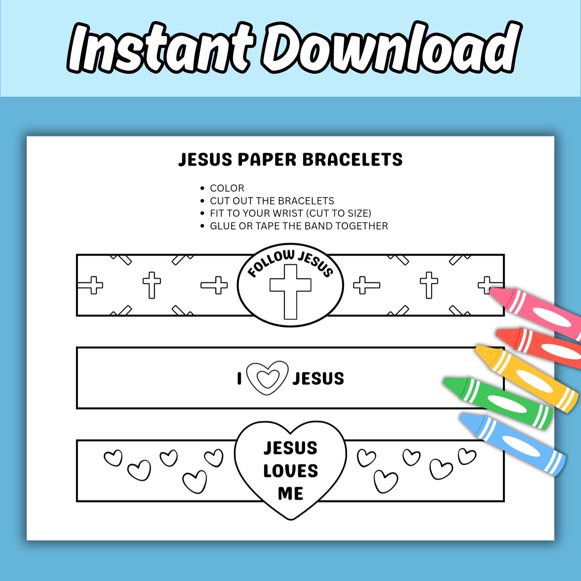 Jesus Printable Paper Bracelets Craft for Kids Sunday School Bible ...