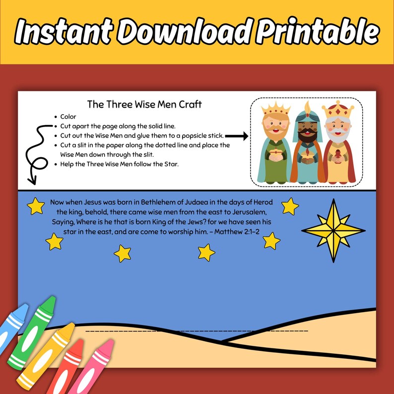 The Three Wise Men Craft for Kids Sunday School Bible Lesson, Magi ...