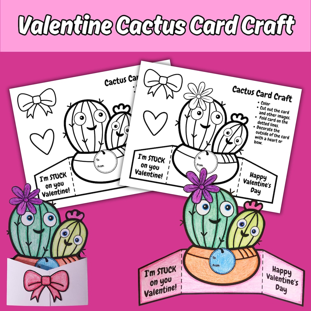 Valentine's Day Printable Folding Card Coloring Activity for Kids, Cute ...