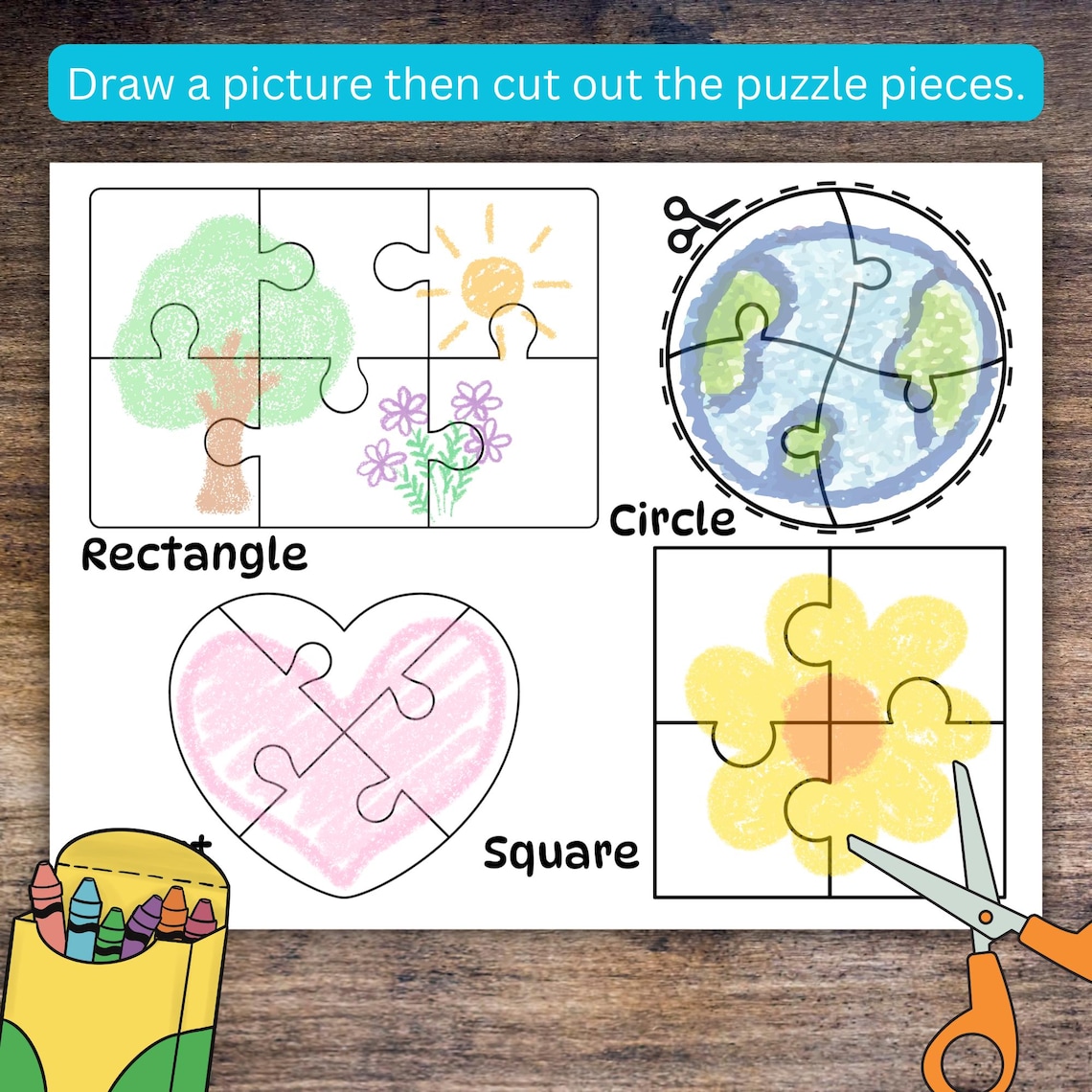 Create A Puzzle, Create Your Own Jigsaw Puzzle Activity Worksheet for Kids, Make A Custom Puzzle ...