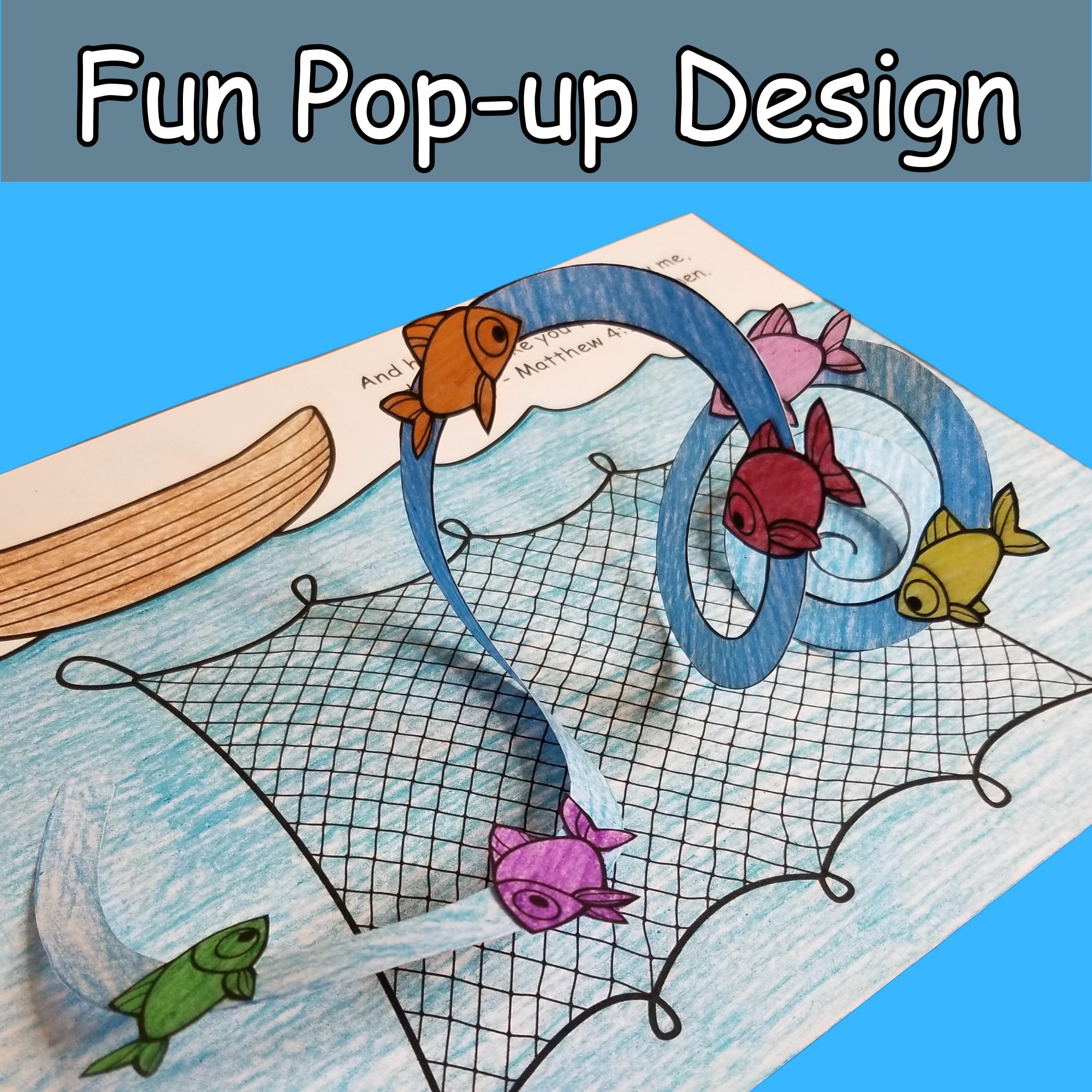 Fishers of Men Pop-up Bible Craft Printable for Kids Sunday School ...