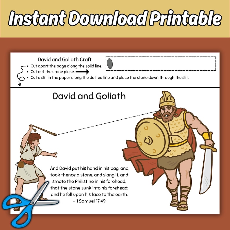 David and Goliath Printable Bible Story Craft for Kids Sunday School ...