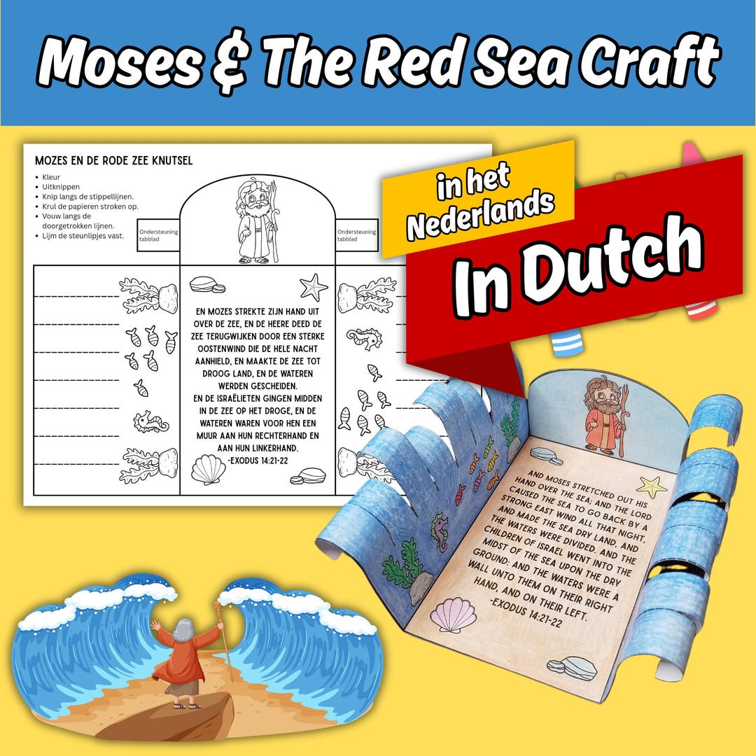 Moses Parting the Red Sea Bible Story Craft IN DUTCH, Kids Sunday ...