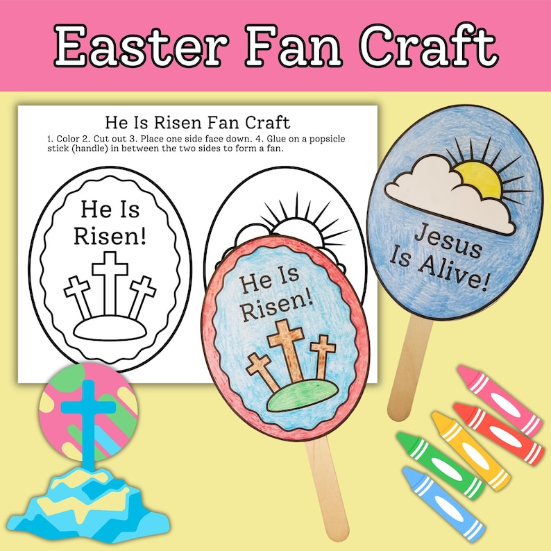 He is Risen Easter Fan Craft for Kids Sunday School Bible Lesson ...