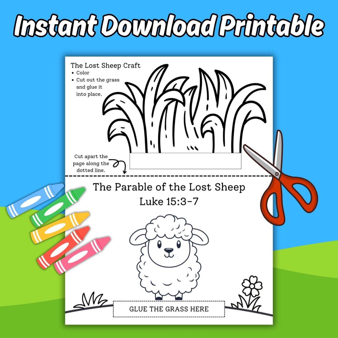 The Lost Sheep Bible Story Craft Printable for Kids Sunday School ...