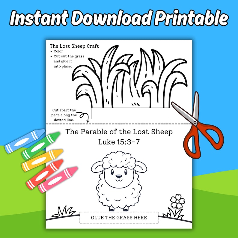 The Lost Sheep Bible Story Craft Printable for Kids Sunday School ...