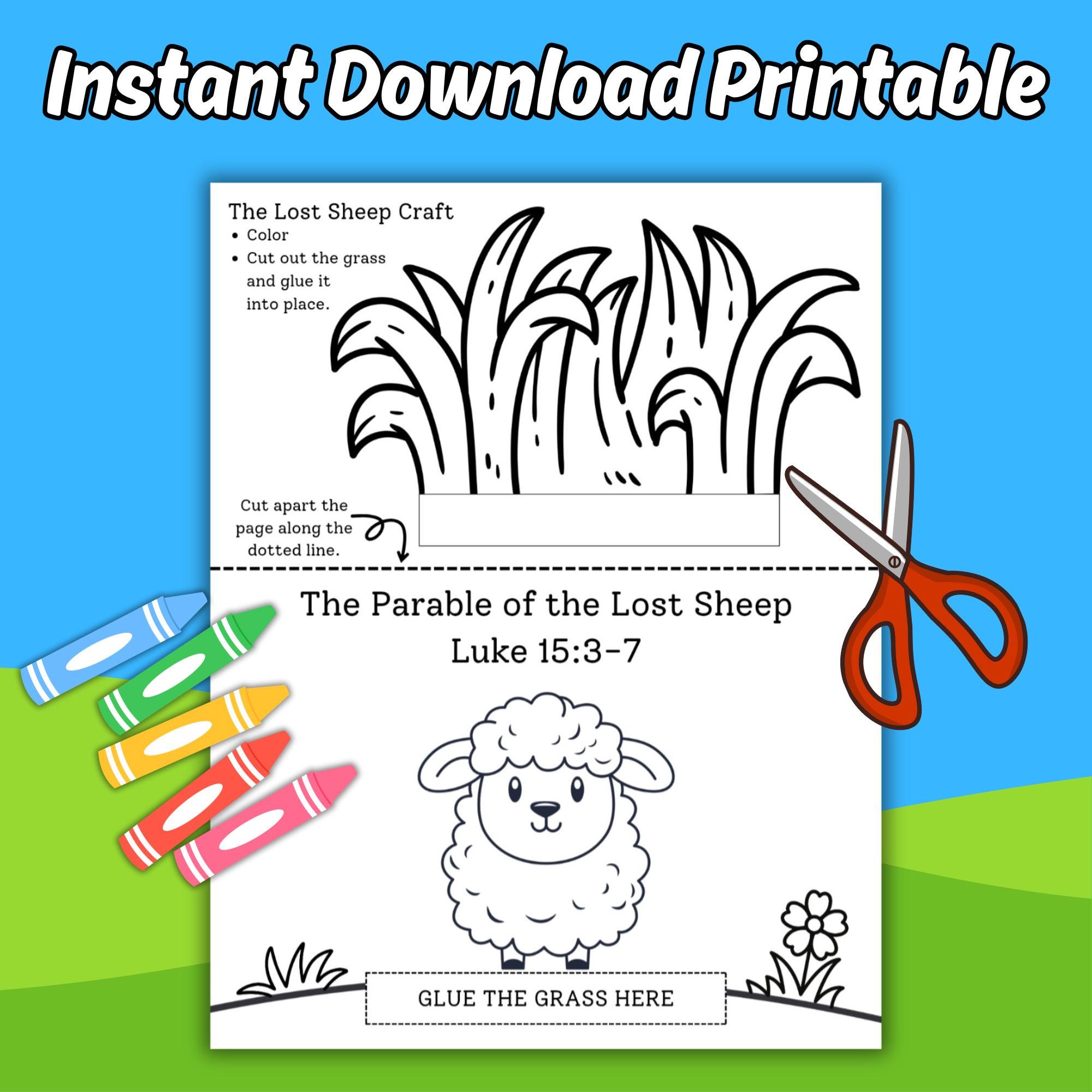 The Lost Sheep Bible Story Craft Printable for Kids Sunday School ...