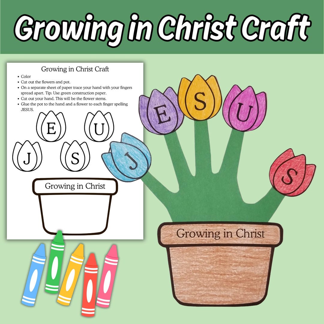 Growing in Christ Jesus Flower Craft Printable Activity for Kids Sunday ...