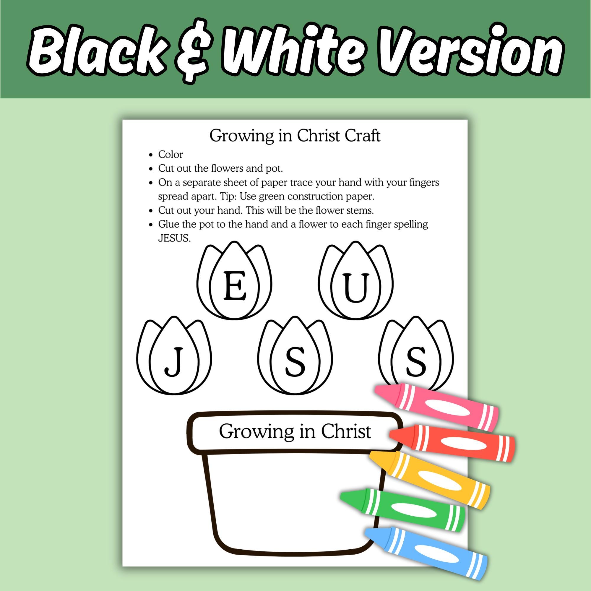Growing in Christ Jesus Flower Craft Printable Activity for Kids Sunday ...