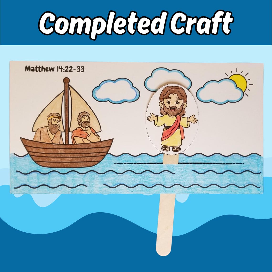 Jesus Walks on Water Kids Bible Story Craft Printable Sunday School ...
