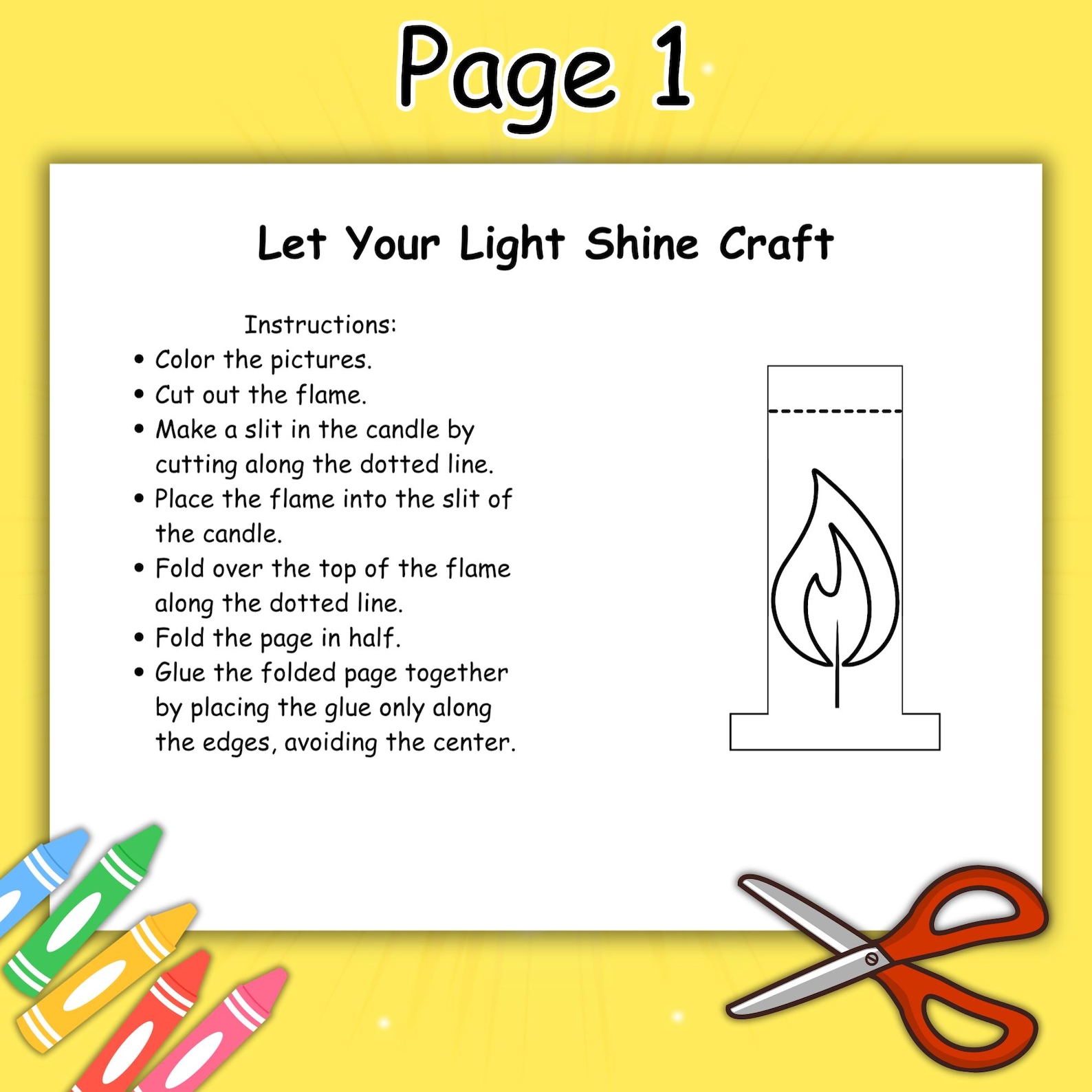 Let Your Light Shine Bible Craft Printable for Kids Bible Lesson, This ...