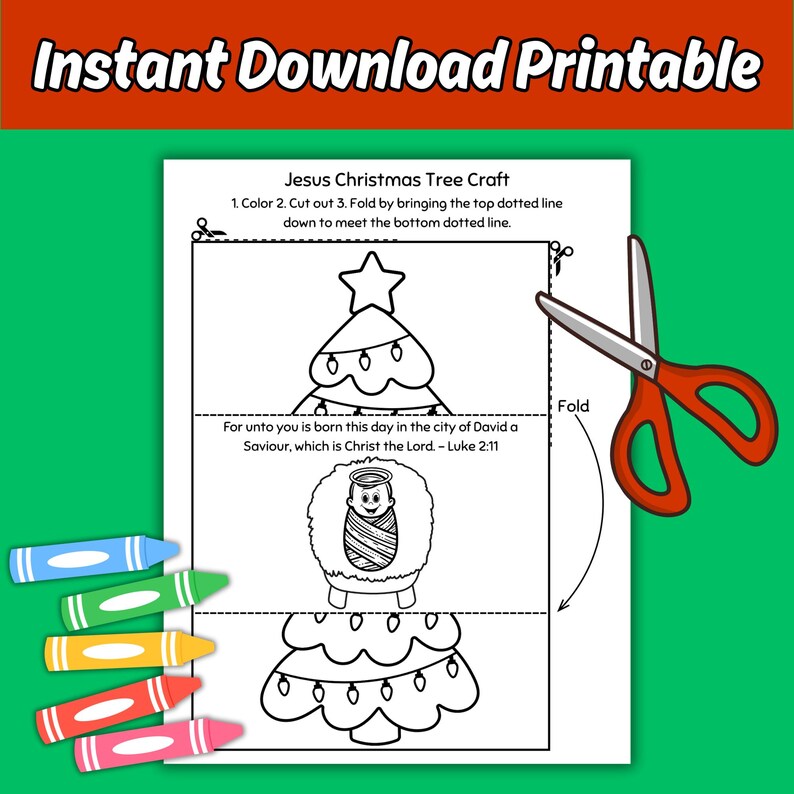 Jesus Christmas Tree Folding Surprise Bible Craft for Kids Sunday ...