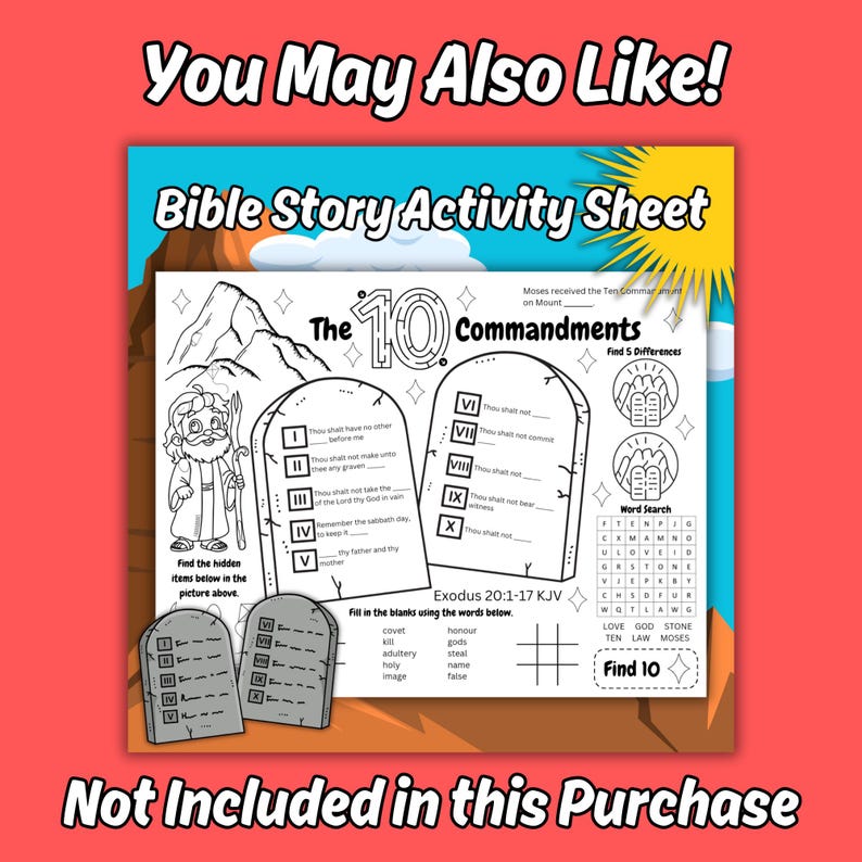 Moses Kids Activity Sheet, Bible Story Coloring Activity Page, Moses ...