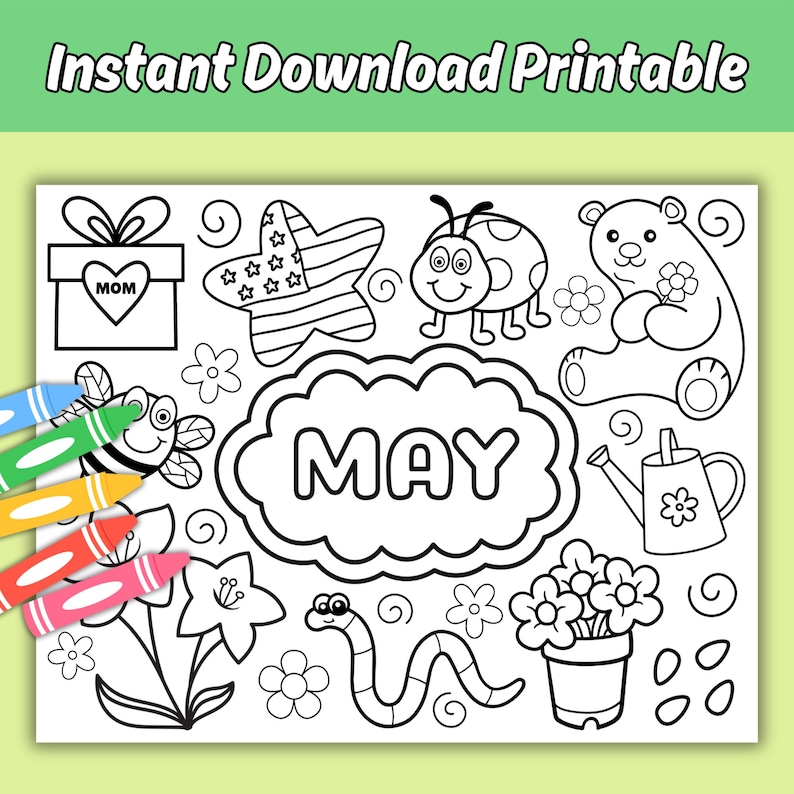 May Coloring Page for Kids, the Month of May Coloring Printable ...