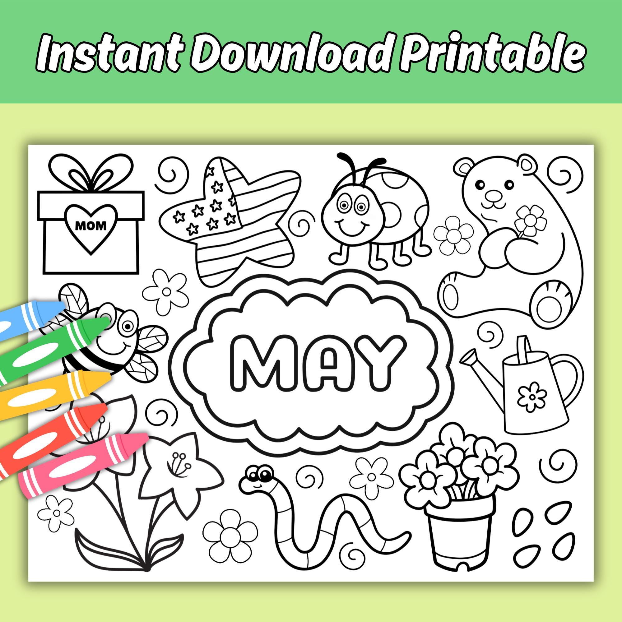 May Coloring Page for Kids, the Month of May Coloring Printable ...