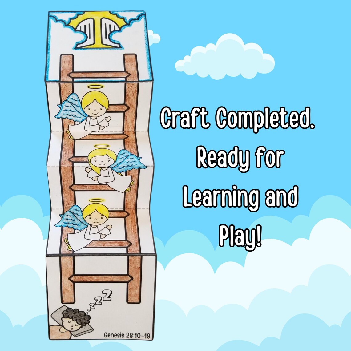 Jacob's Ladder Folding Suprise Bible Craft Printable for Kids Sunday ...