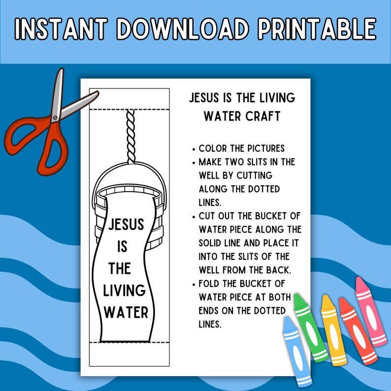 Jesus is the Living Water Bible Craft Printable for Kids Sunday School ...