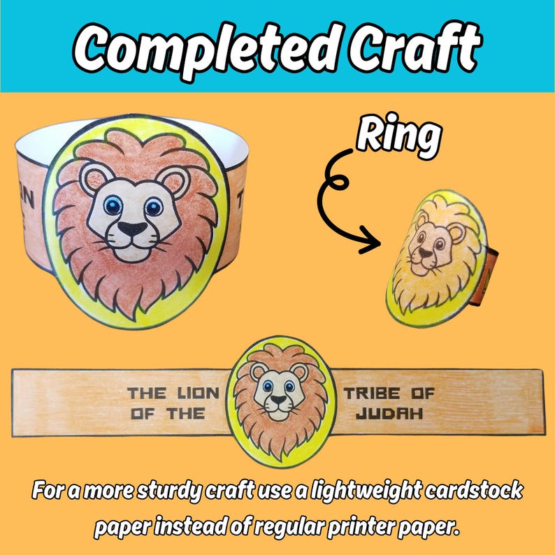 Jesus Lamb and Lion Paper Bracelets and Rings Craft for Kids Sunday ...