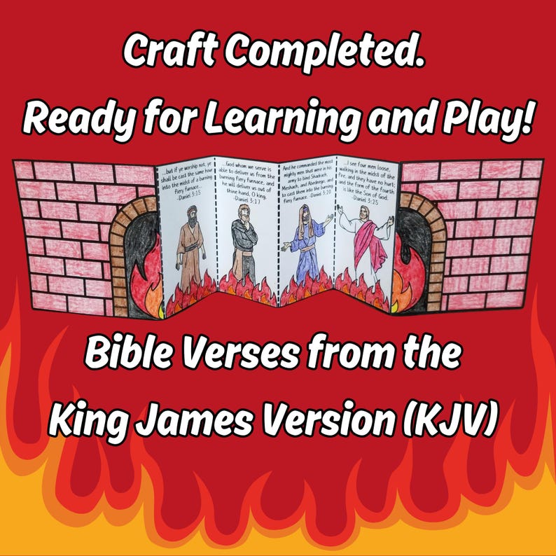 The Fiery Furnace Folding Suprise Bible Craft Printable for Kids Sunday ...